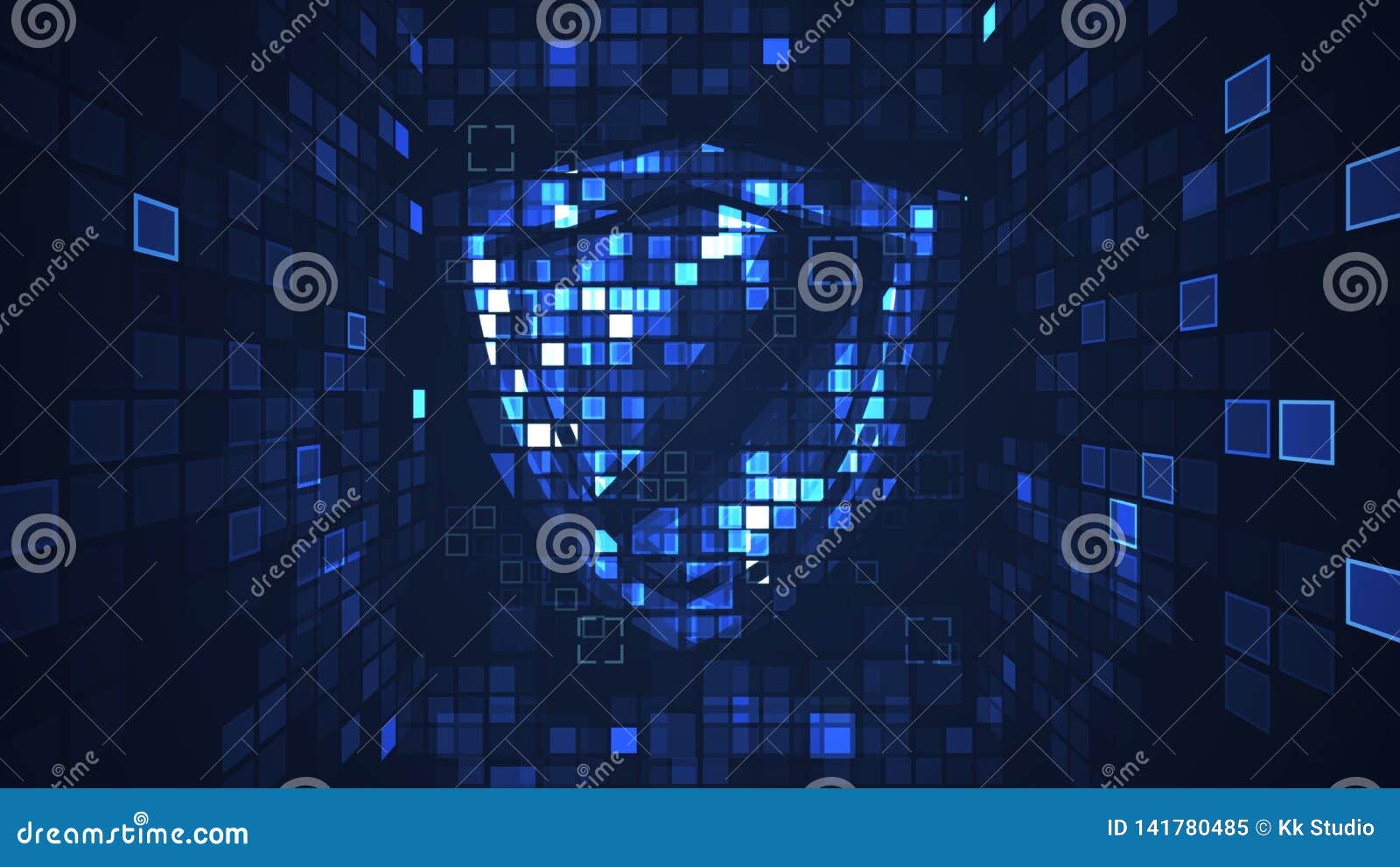 Abstract Digital Cyber Shield Protection Security Concept. Stock ...