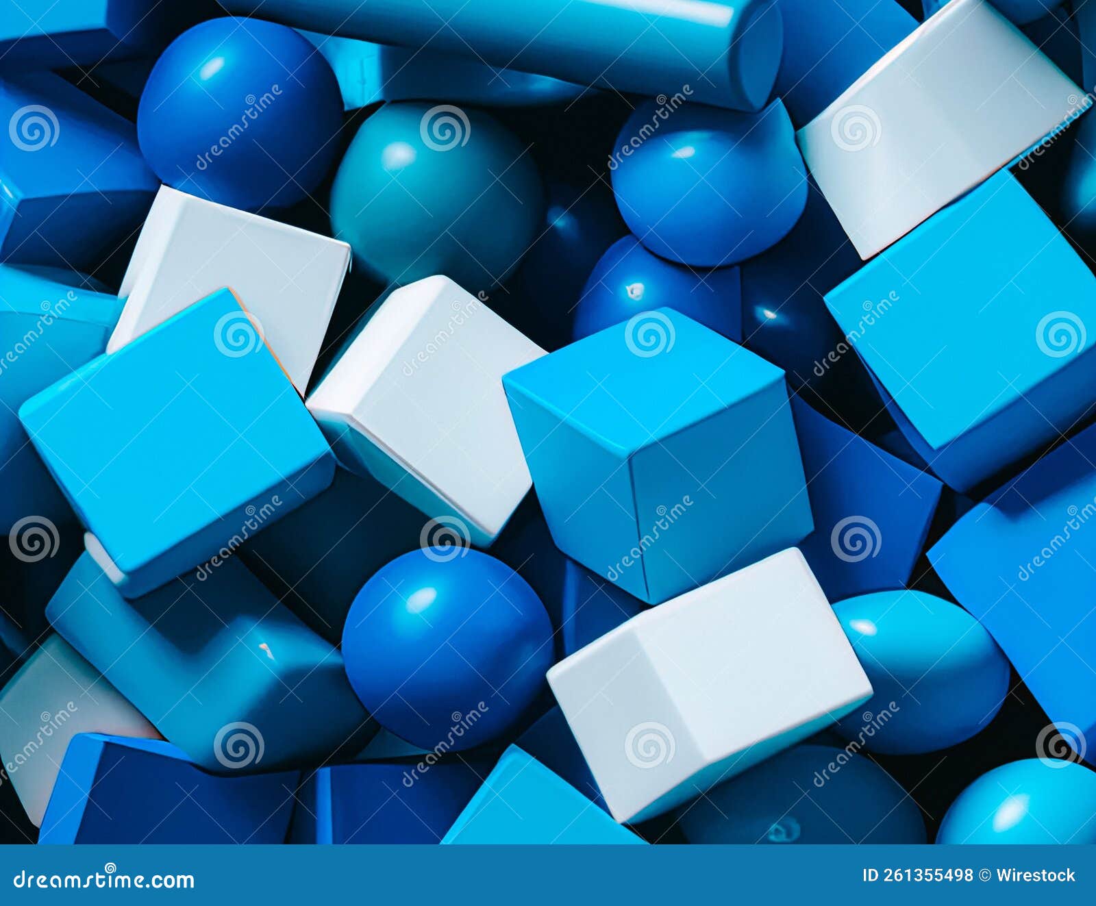 Abstract Blue 3D Cubes and Spheres Design Background Stock Photo ...