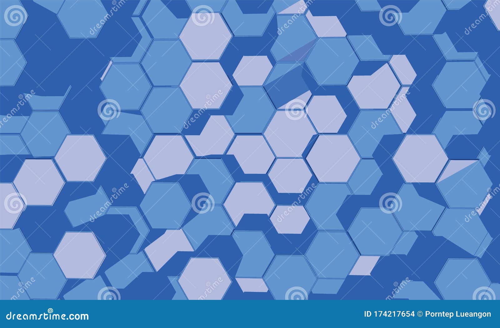 Abstract Blue 3d Hexagon Pattern Background Vector.Geometric Art ...
