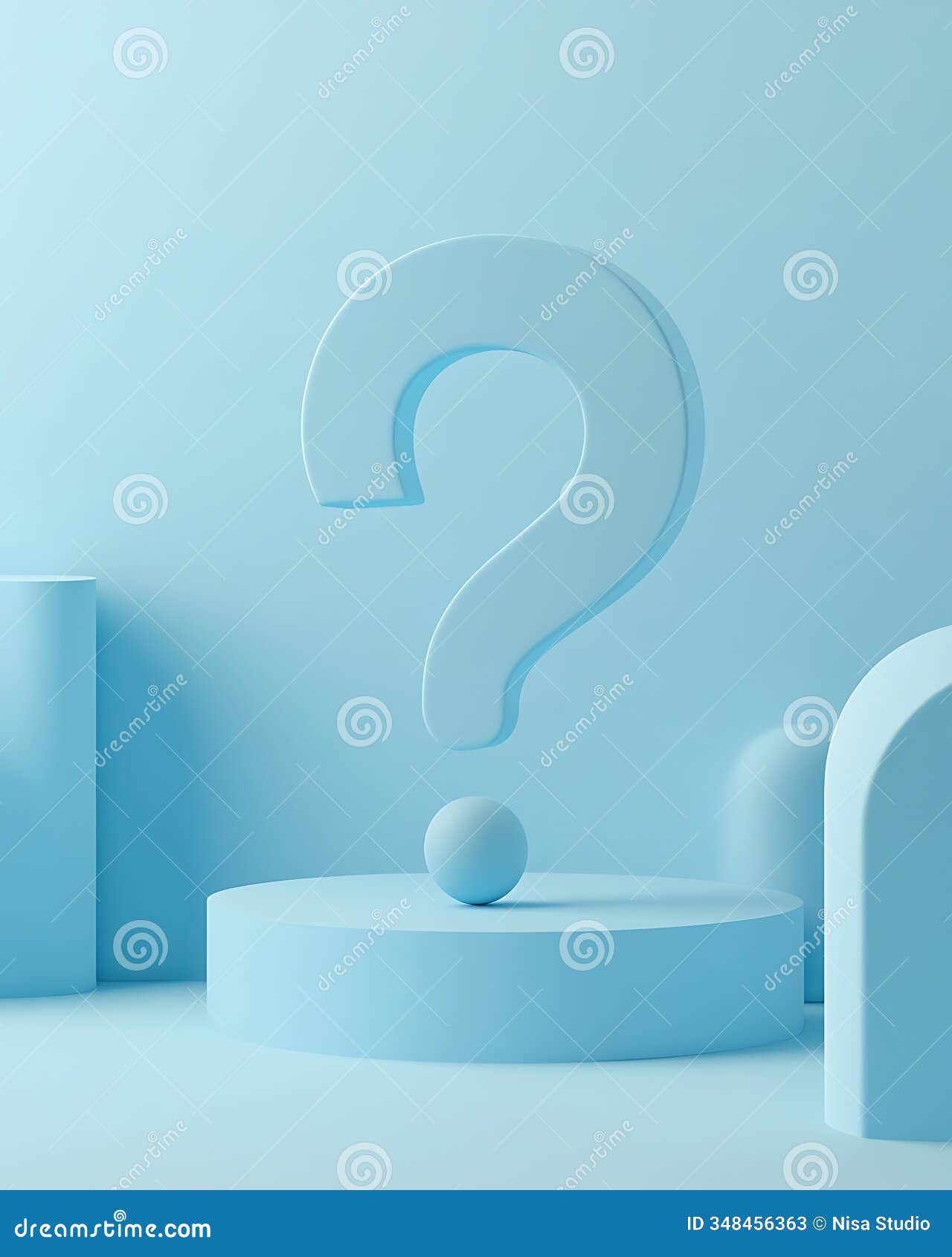 Abstract Blue 3D Render: Question Mark Enigma on Minimalist Platform ...
