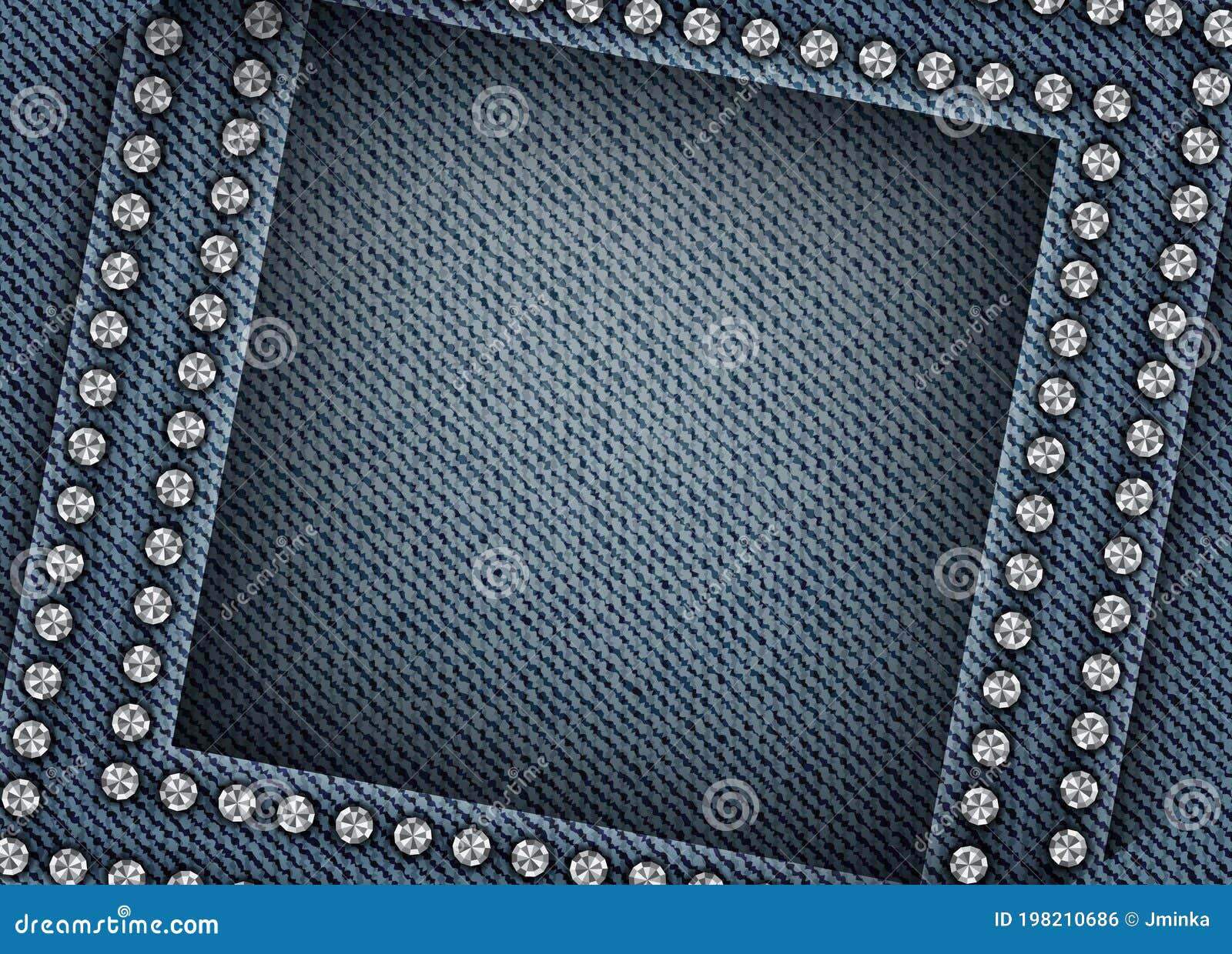 Denim Square Shape With Stitches. Torn Jean Patch With Seam. Vector ...