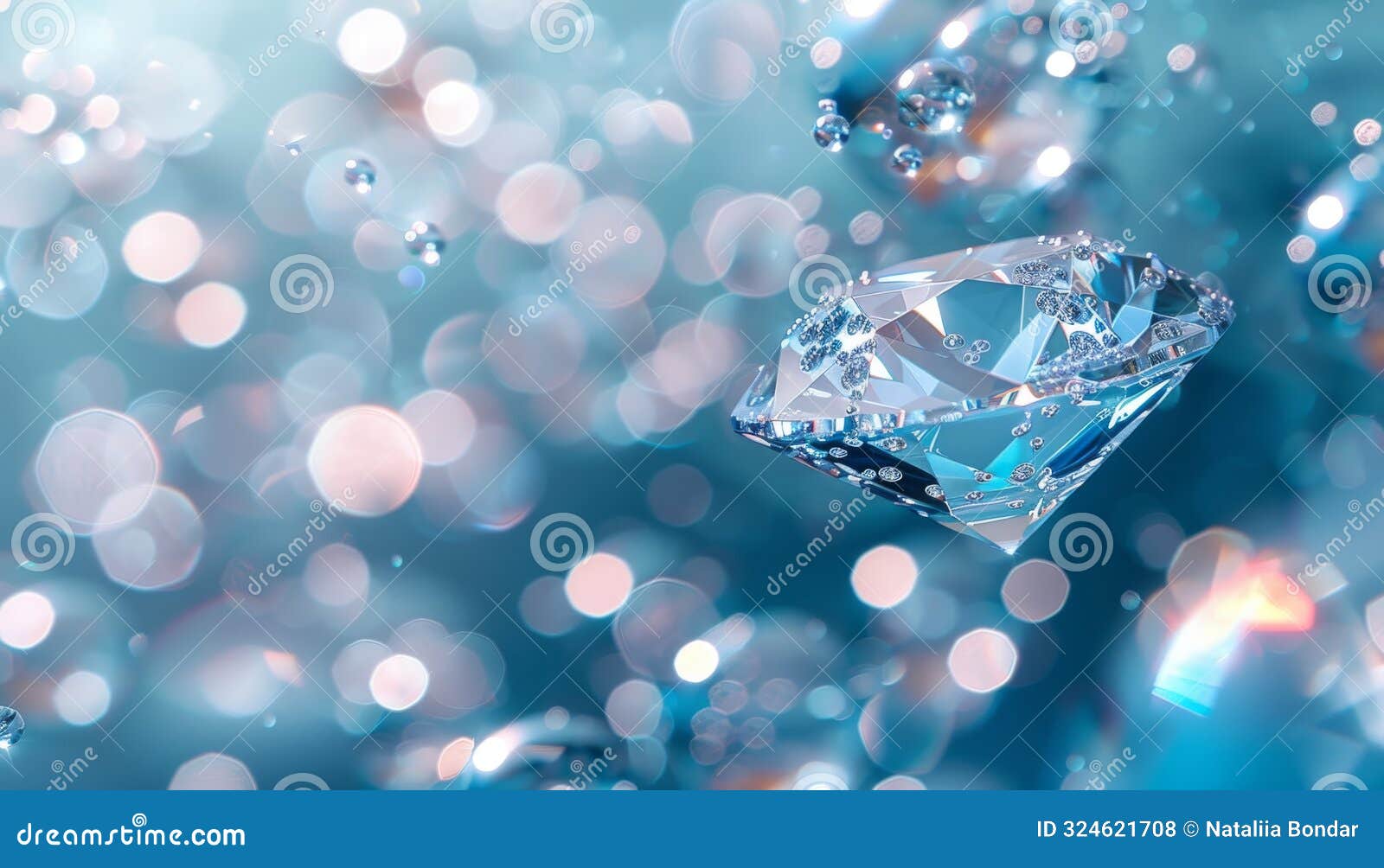 Abstract Blue Diamond Crystal Background. Sparkling Diamond on Soft ...