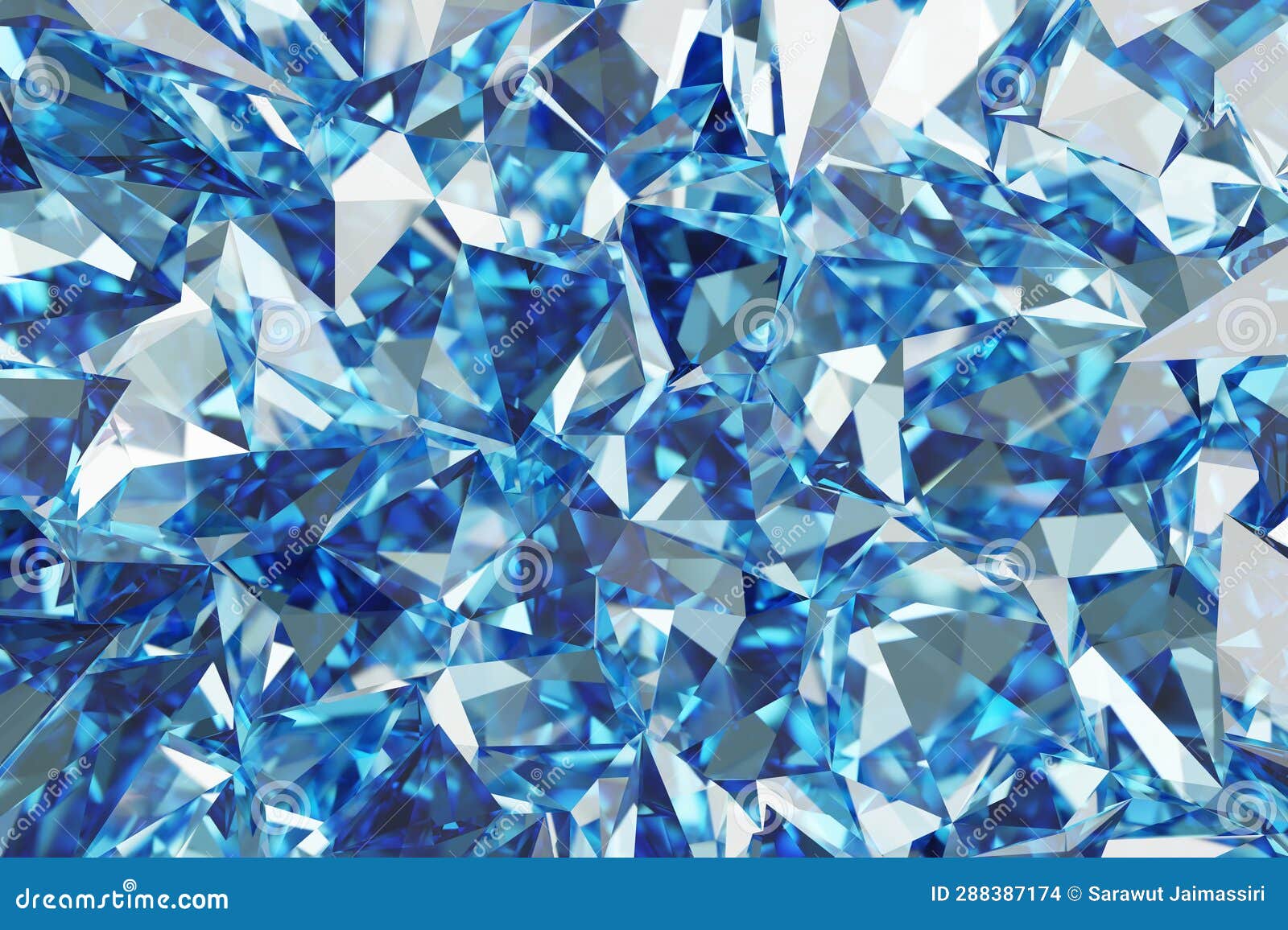 Abstract Blue Diamond Texture Crystal Close-Up Background, 3D Rendering ...