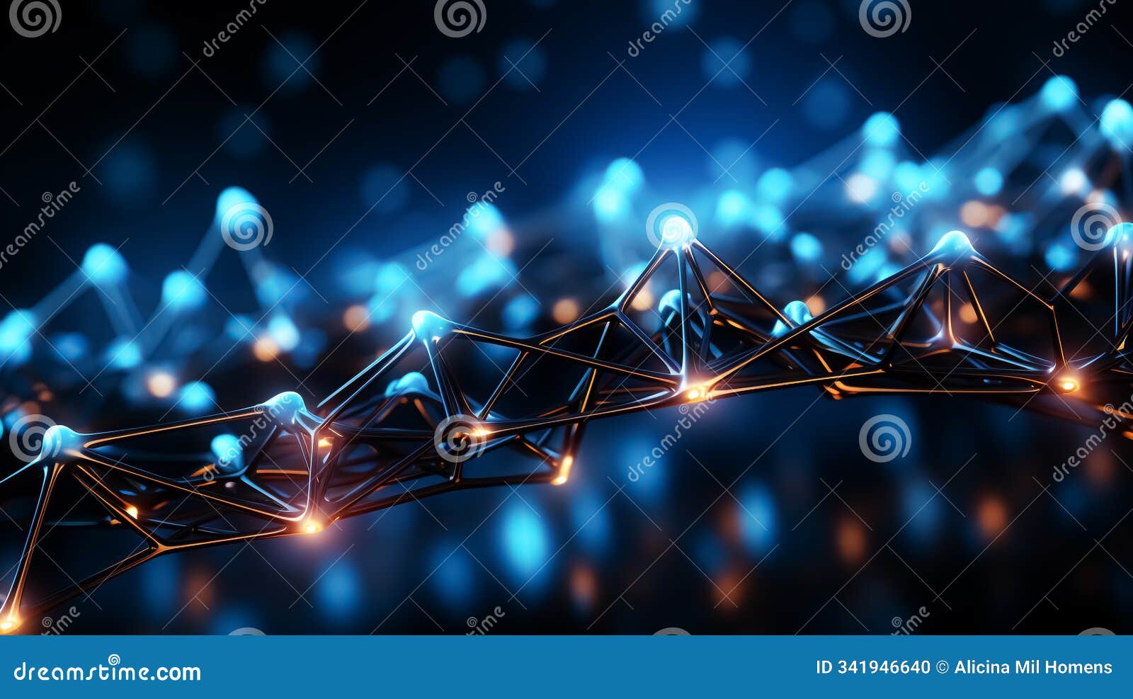 Abstract Blue Digital Background with Light Connections Stock ...