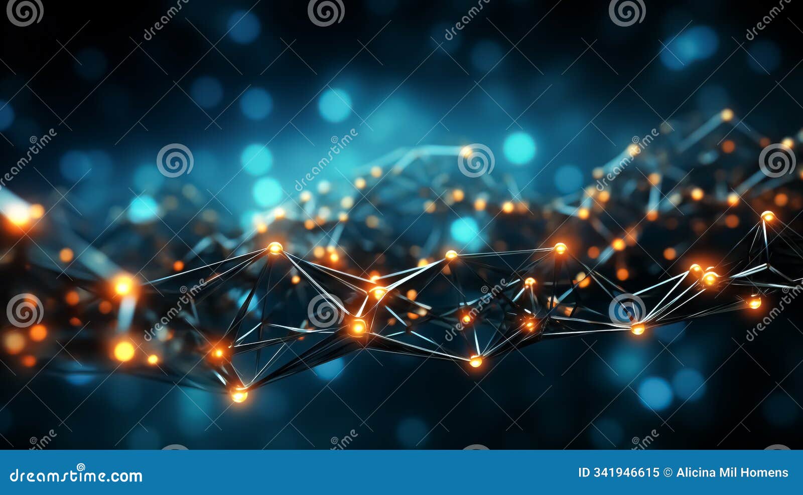Abstract Blue Digital Background with Light Connections Stock ...