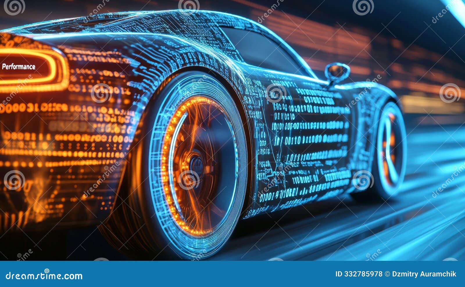 Abstract Blue Digital Binary Code Background. Concept Art of a Future ...