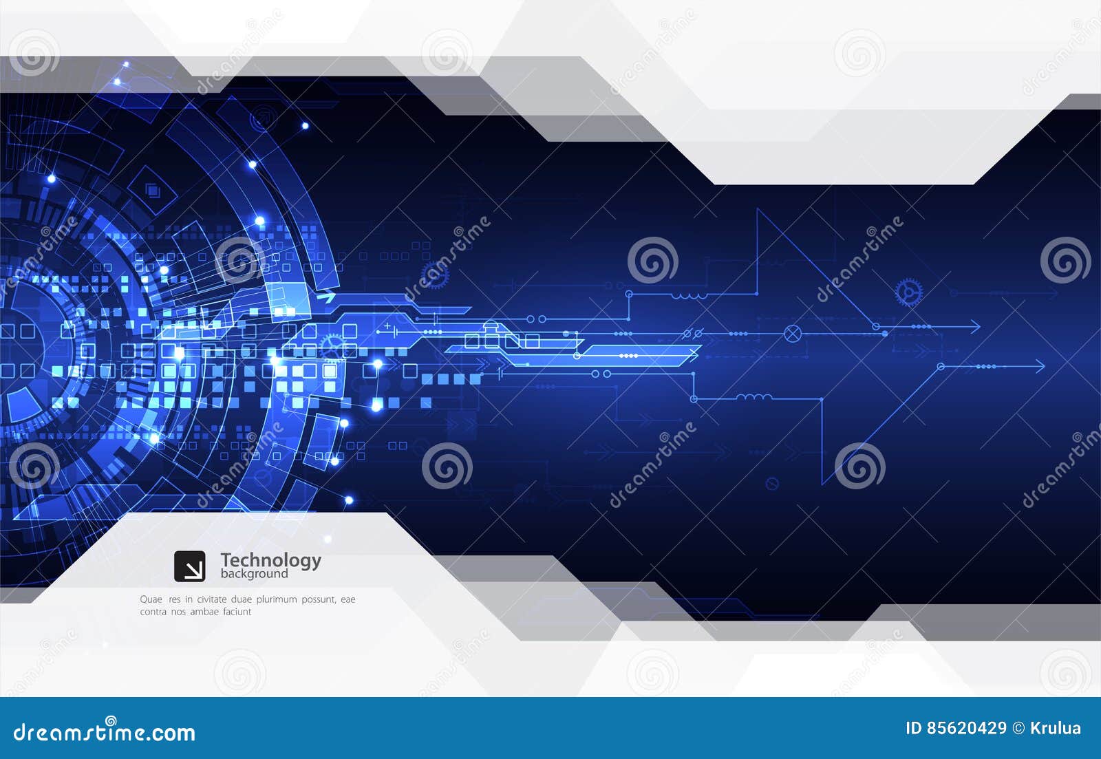 Abstract Blue Digital Communication Technology Background. Stock Vector ...