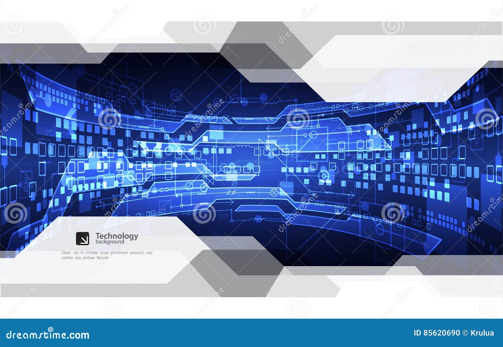 Abstract Blue Digital Communication Technology Background. Stock Vector ...