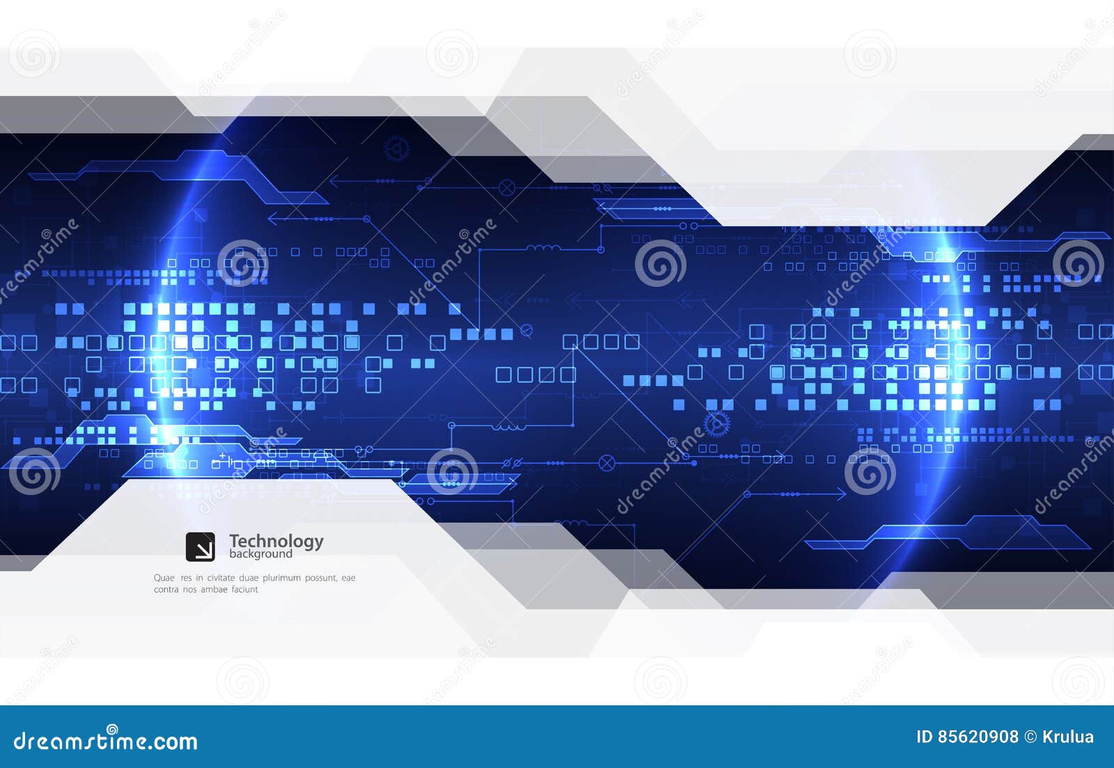 Abstract Blue Digital Communication Technology Background. Stock Vector ...