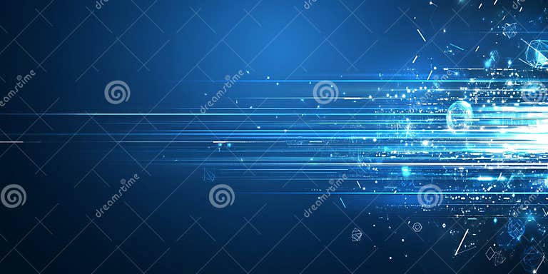 Abstract Blue Digital Data Stream Technology Background Stock Illustration - Illustration of ...