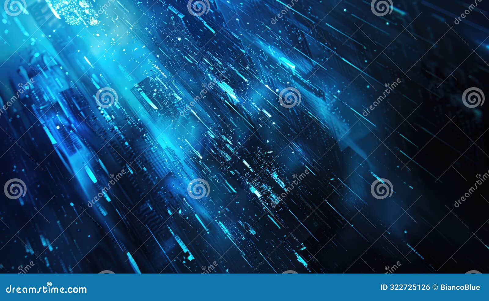 Abstract Blue Digital Data Streams on a Dark Background. Digital Image ...