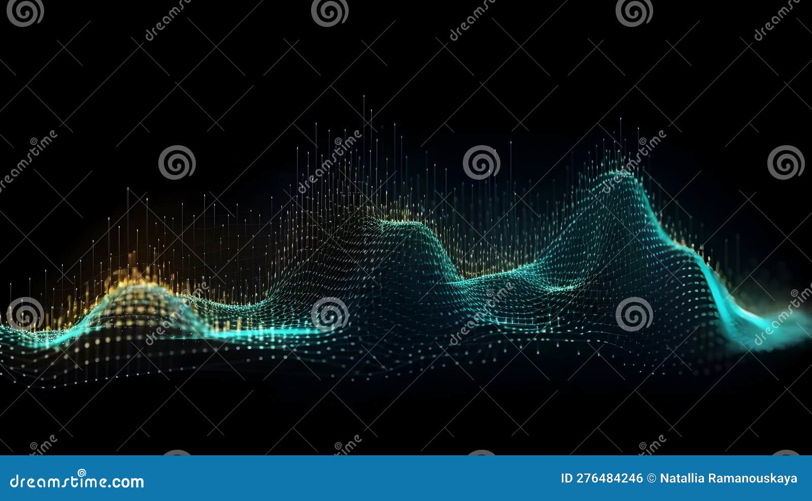 Abstract Blue Digital Equalizer, Sound Wave Template Element ...