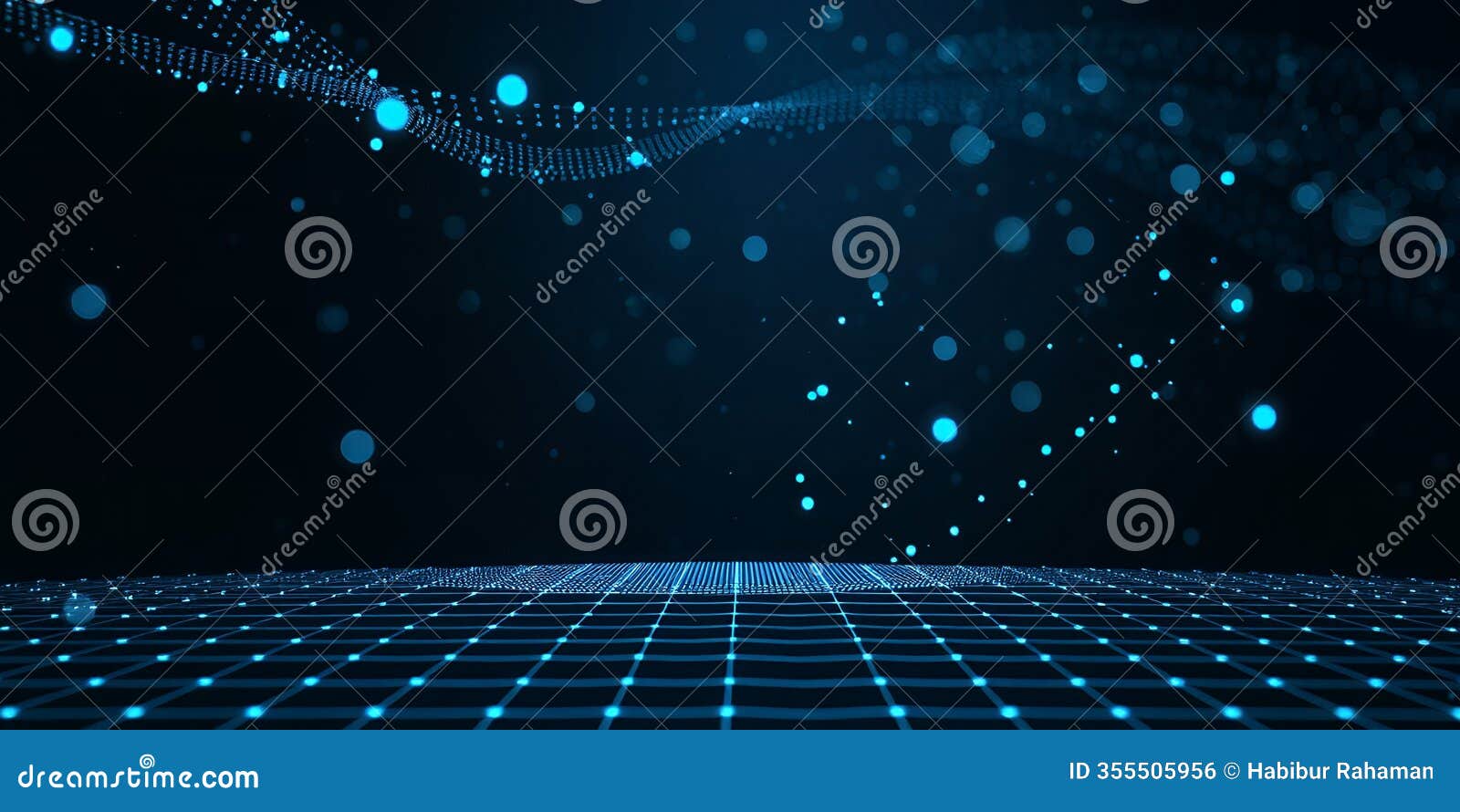 Abstract Blue Digital Grid Background Stock Illustration - Illustration ...