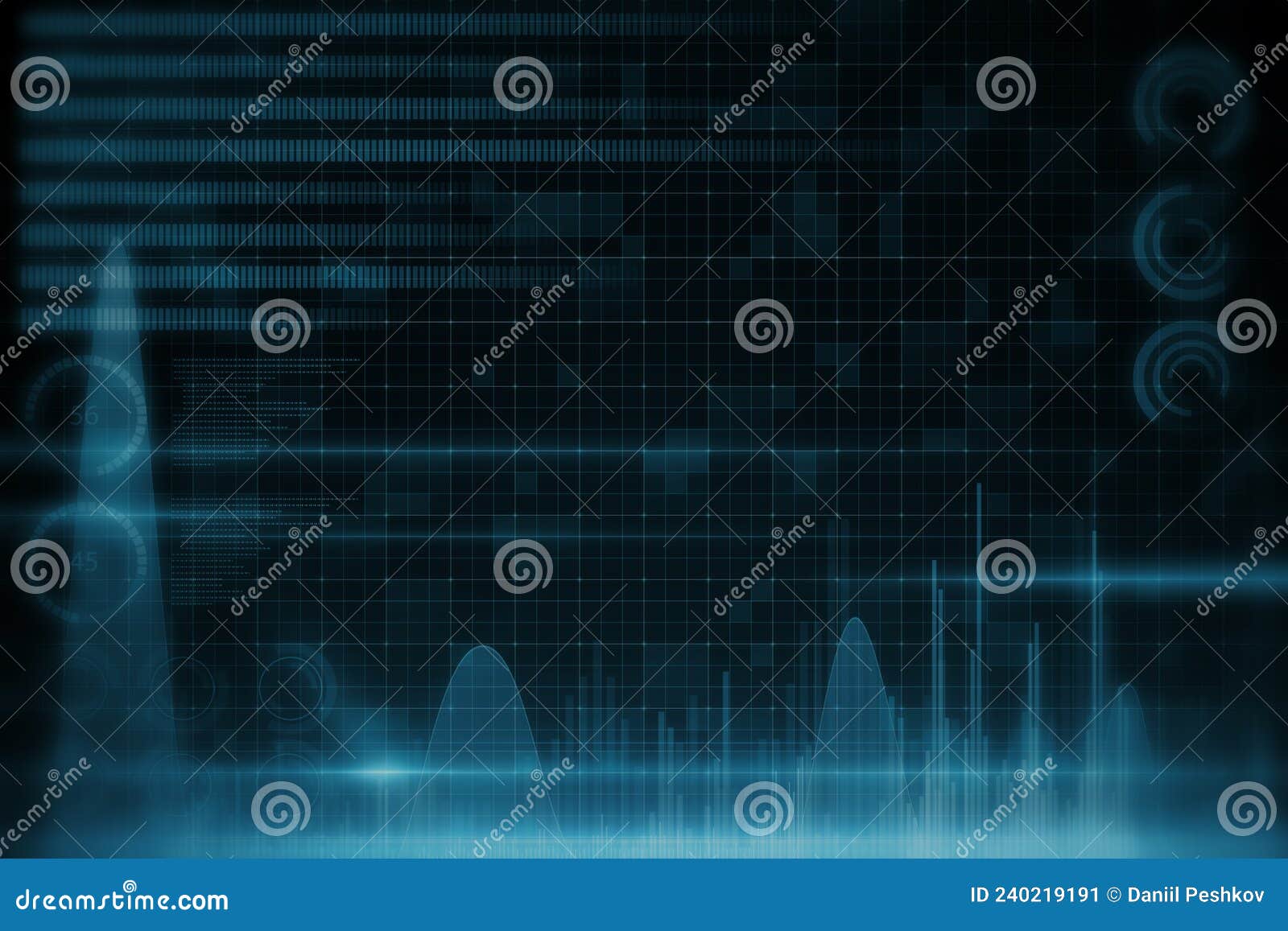Abstract Blue Digital Grid Wallpaper Blurry Business Interface ...