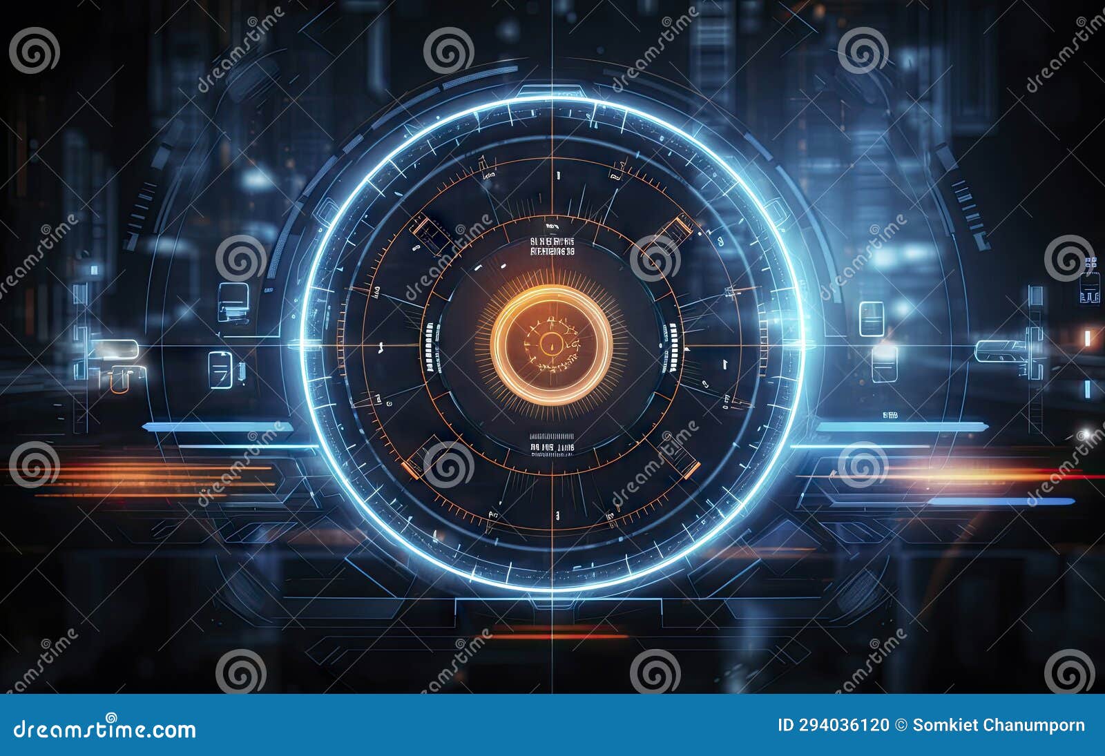Abstract Blue Digital HUD Interface. Technology Concept Stock ...