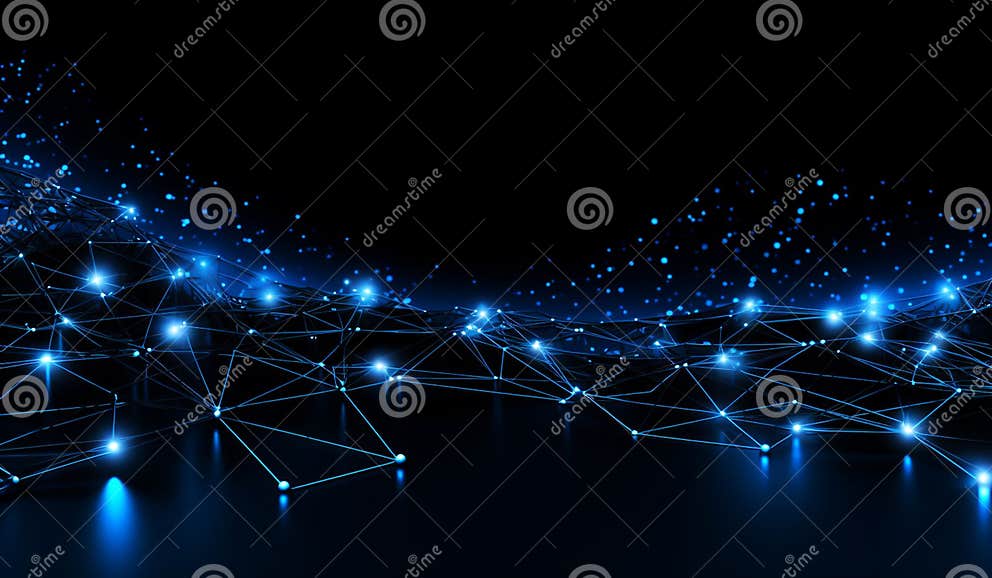 Abstract Blue Digital Light Background. AI Generated Stock Illustration ...