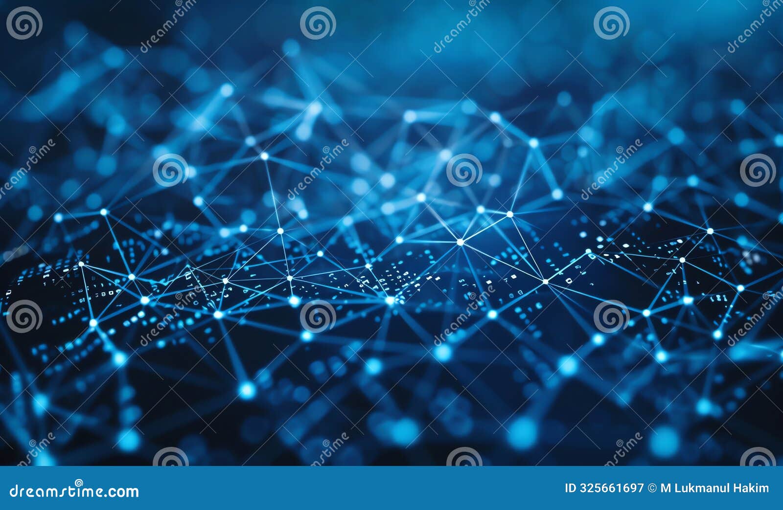 Abstract Blue Digital Network Background with Connecting Dots and Lines ...