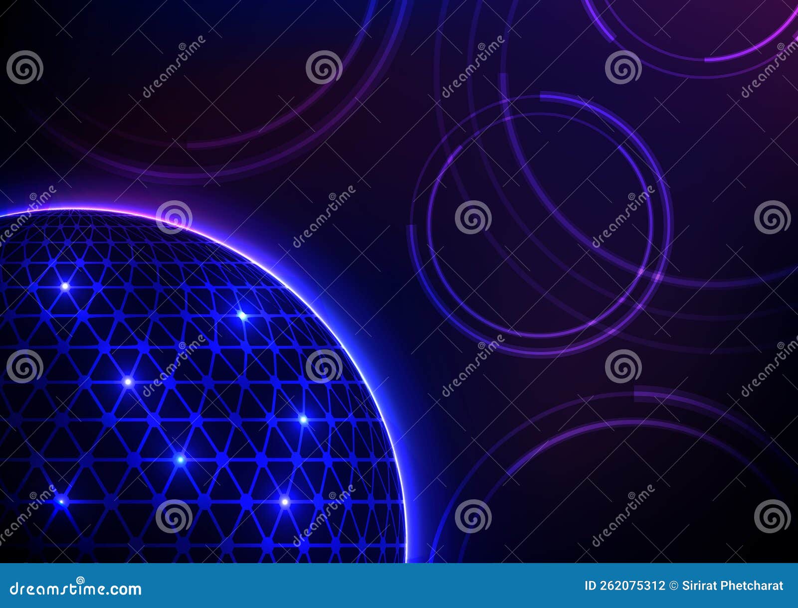 Abstract Blue Digital Network Communication Planet Circle Signal Vector ...