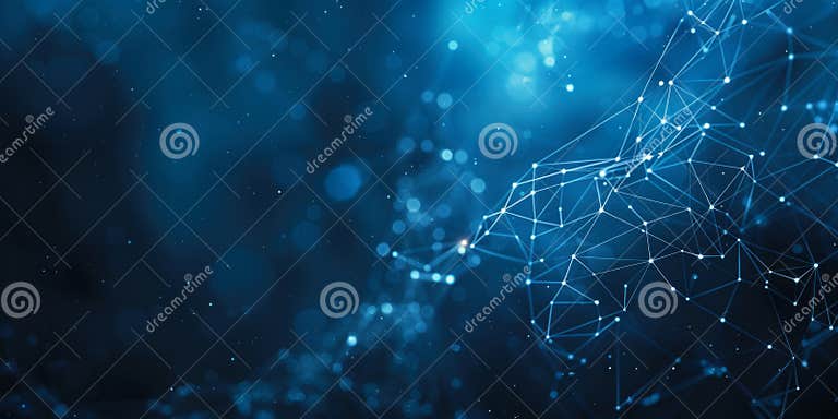 Abstract Blue Digital Network Connectivity Background. Stock Image ...