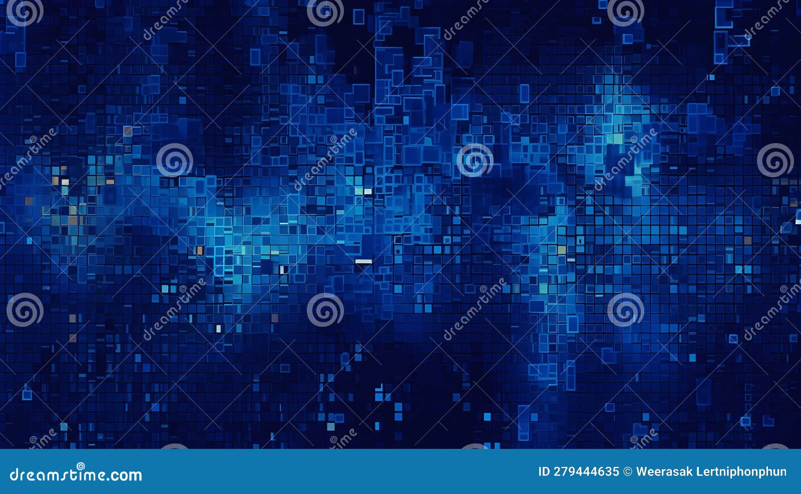 Abstract Blue Digital Technology Tile Mosaic Blue Background. 3d ...