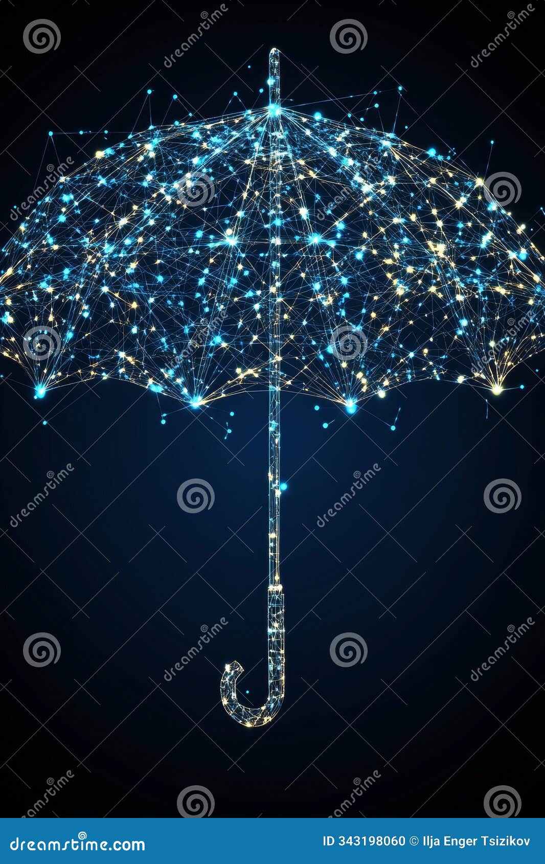 Abstract Blue Digital Umbrella, a Symbol of Technological Protection ...