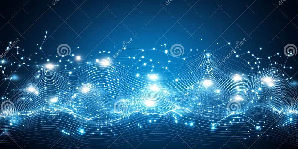 Abstract Blue Digital Wave Network Technology Background Design Web ...