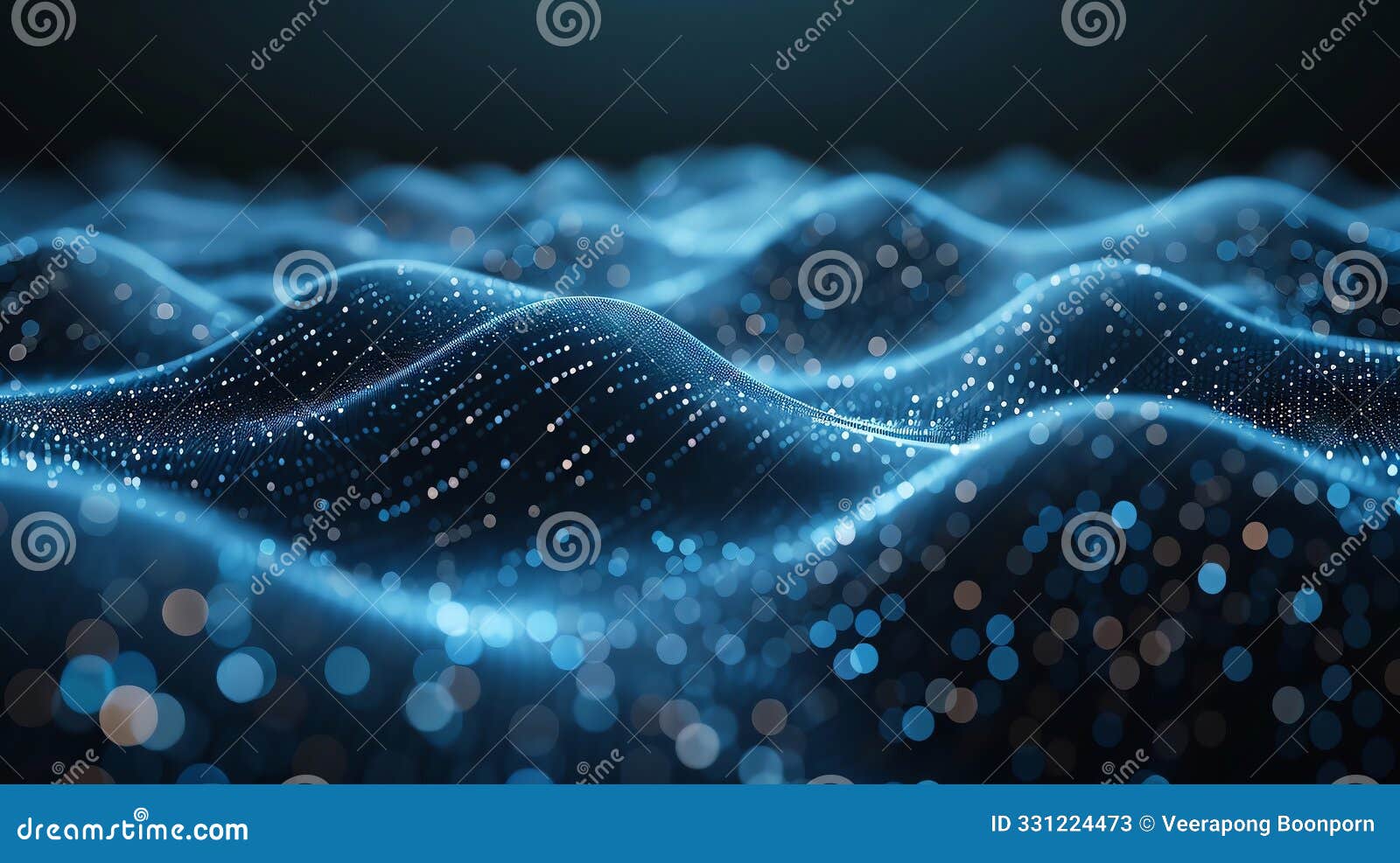 Abstract Blue Digital Wave Pattern, Glowing with Light and Depth. a ...