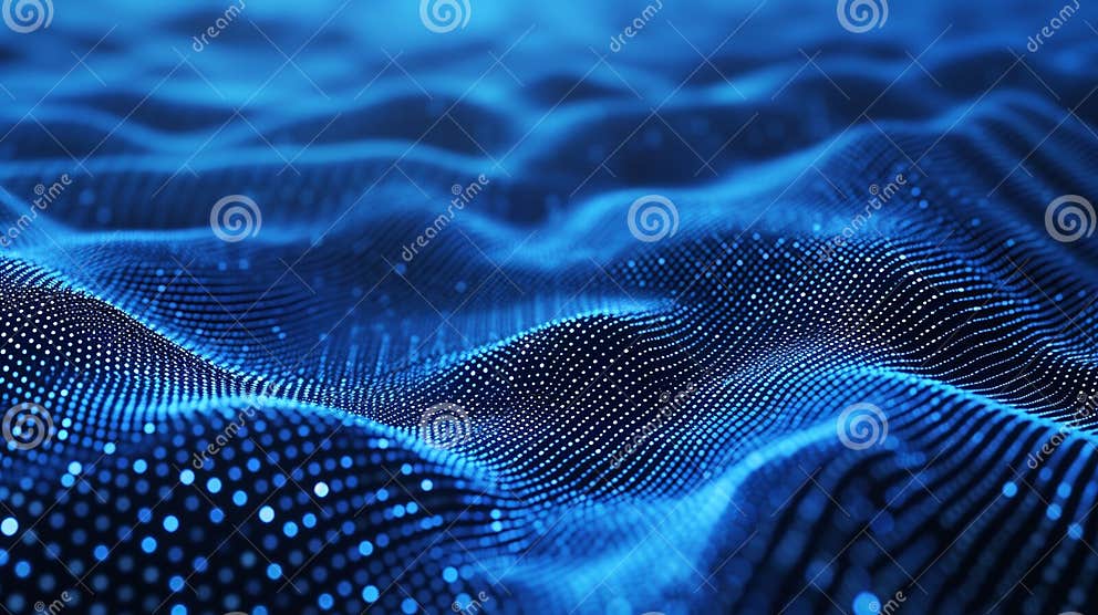 Abstract Blue Digital Wave Pattern with Glowing Points Stock ...