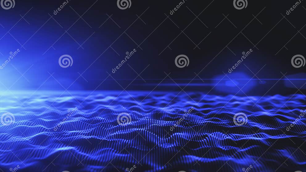 Abstract Blue Digital Waves with Light Flare Stock Image - Image of ...