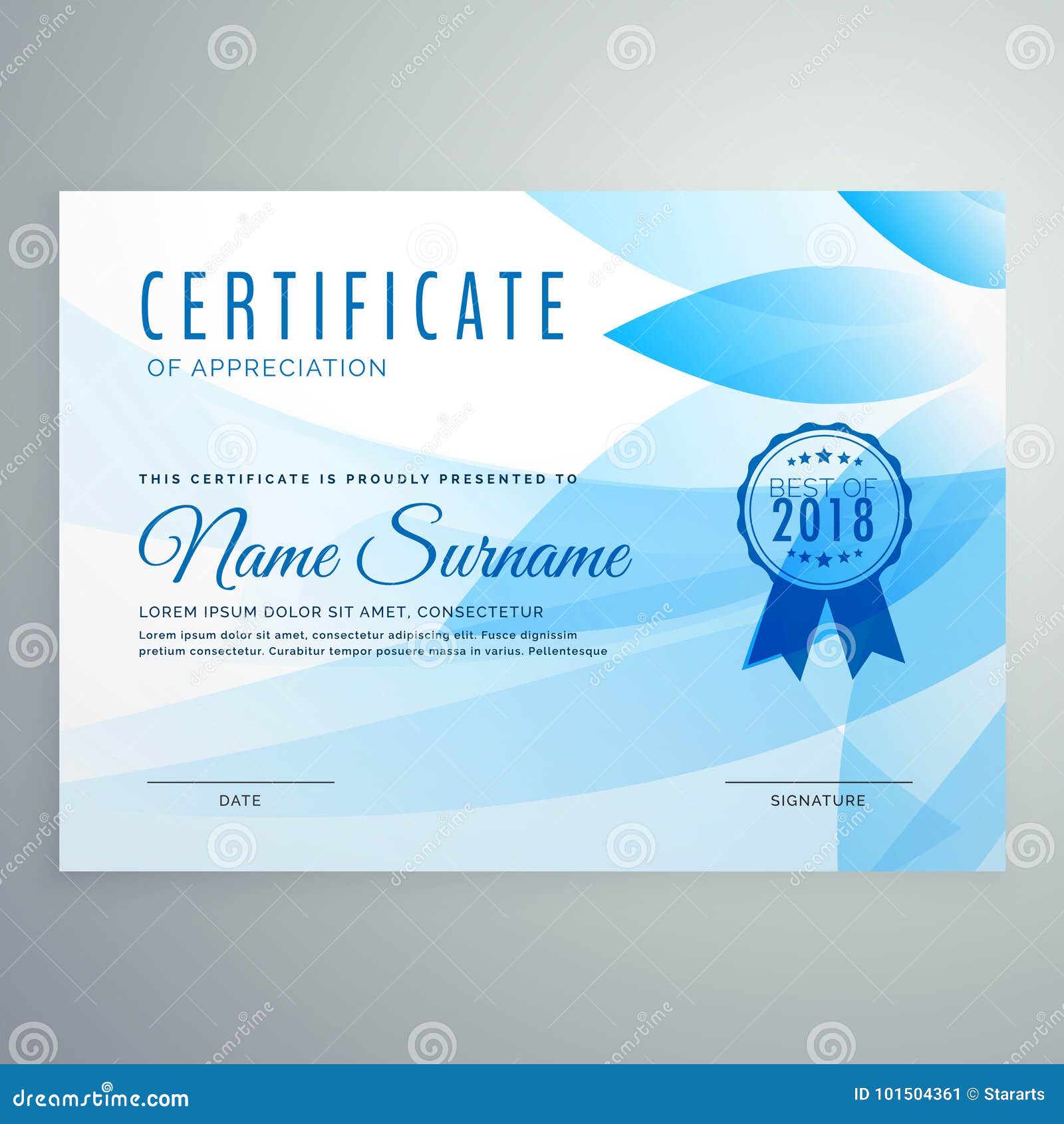 Abstract Blue Diploma Certificate Design Stock Vector - Illustration of ...