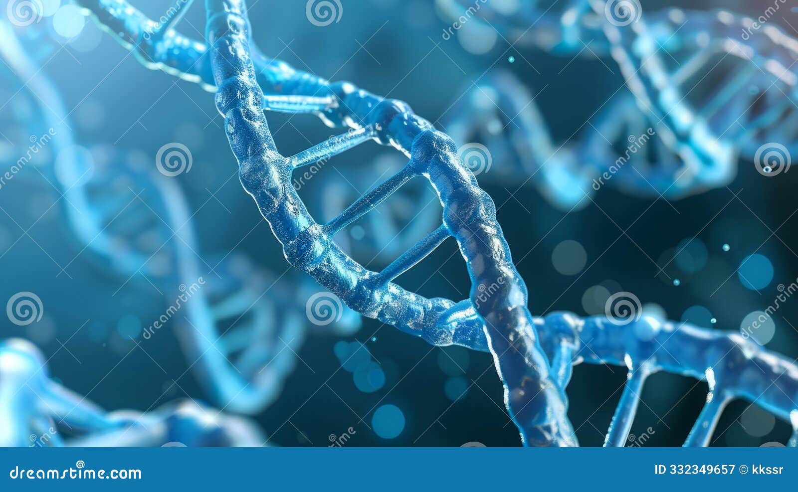 Abstract Blue DNA Helix on Modern Medical Research Background. Stock ...