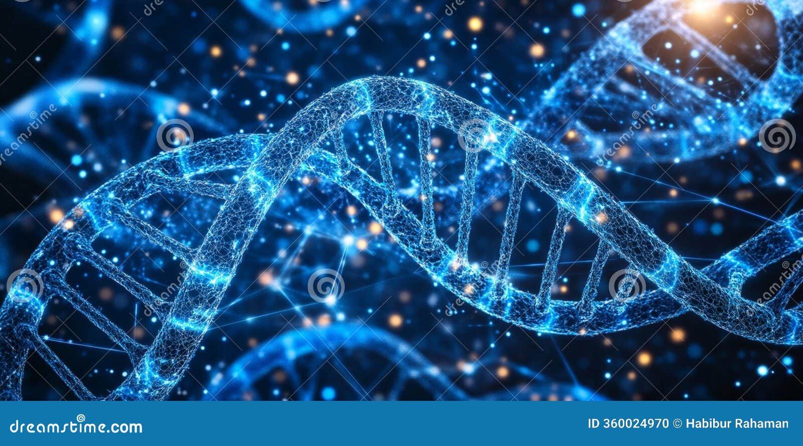 DNA Strand In Digital Form, Overlaid With Chemical Formulas, Showcasing ...