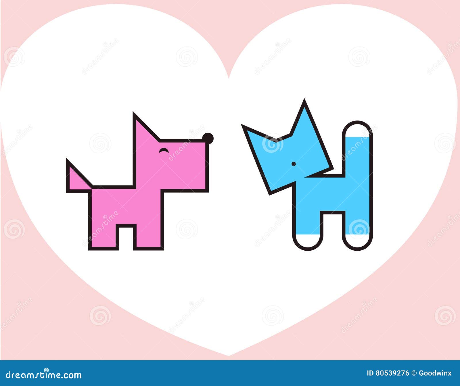 Abstract Blue Dog Made Up of Simple Shapes Stock Illustration ...