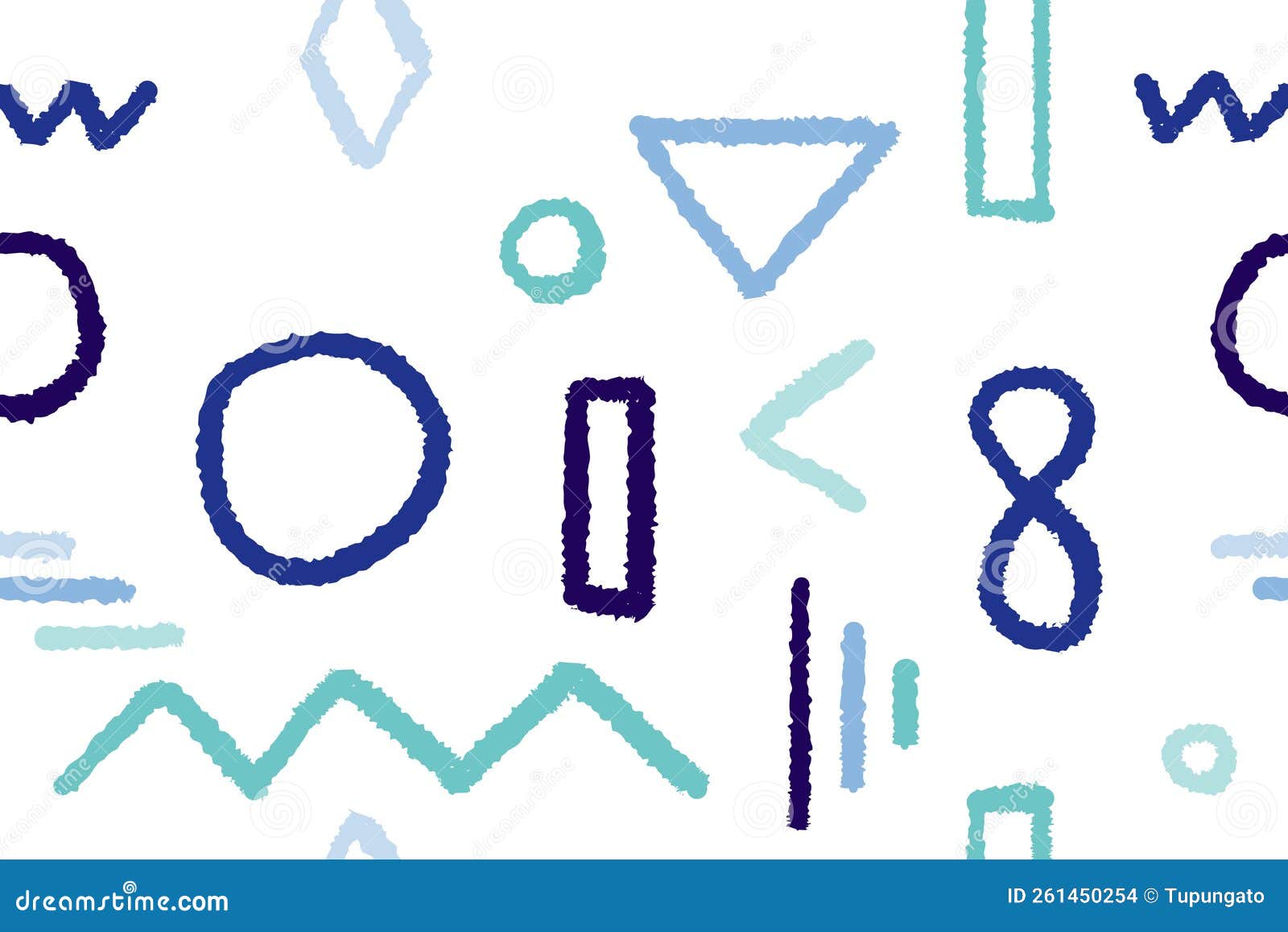 Abstract Blue Doodle Pattern Stock Vector - Illustration of motifs, boho: 261450254
