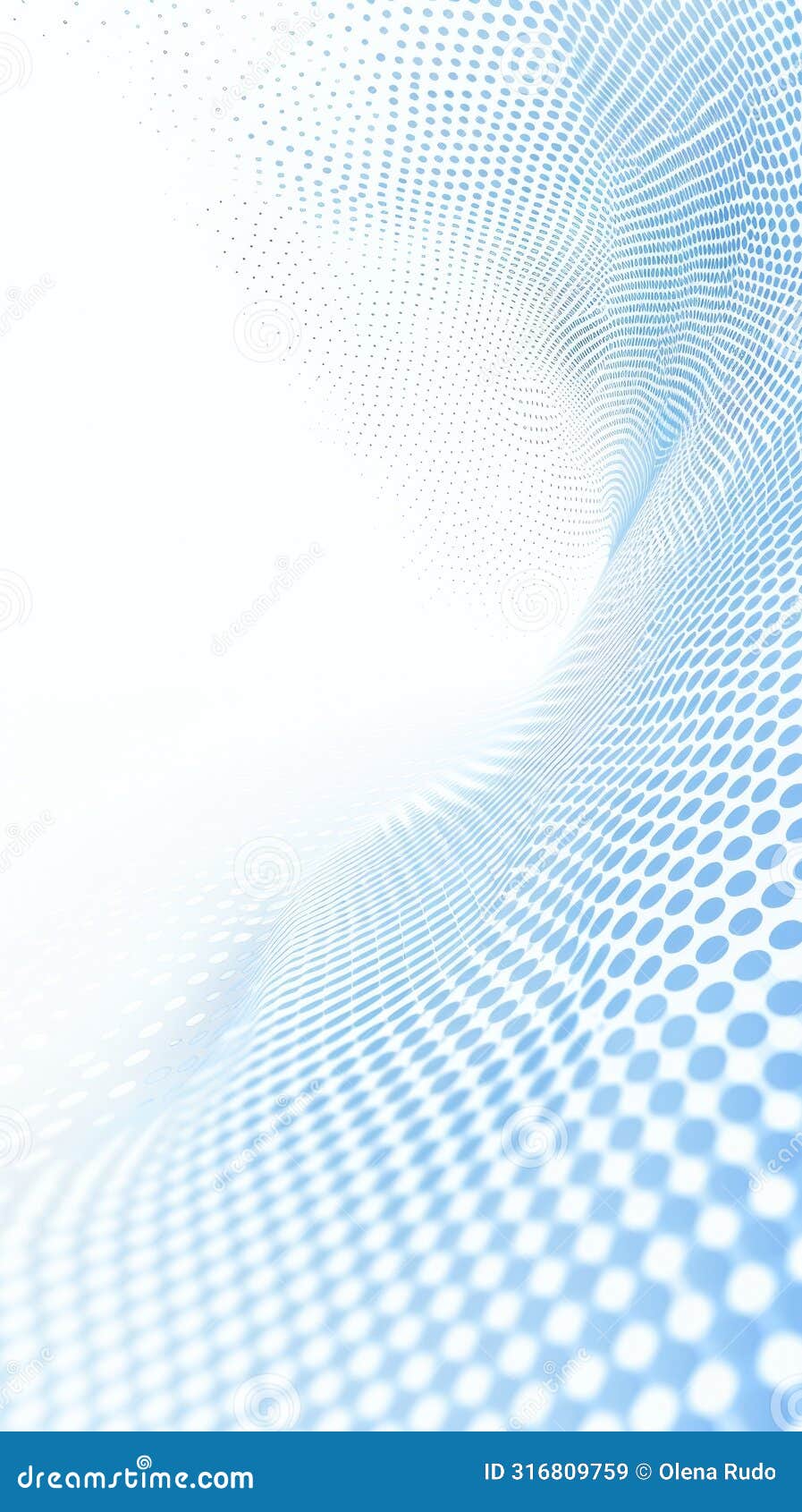 Abstract Blue Dot Pattern Spiraling into White Center Light Reflection ...