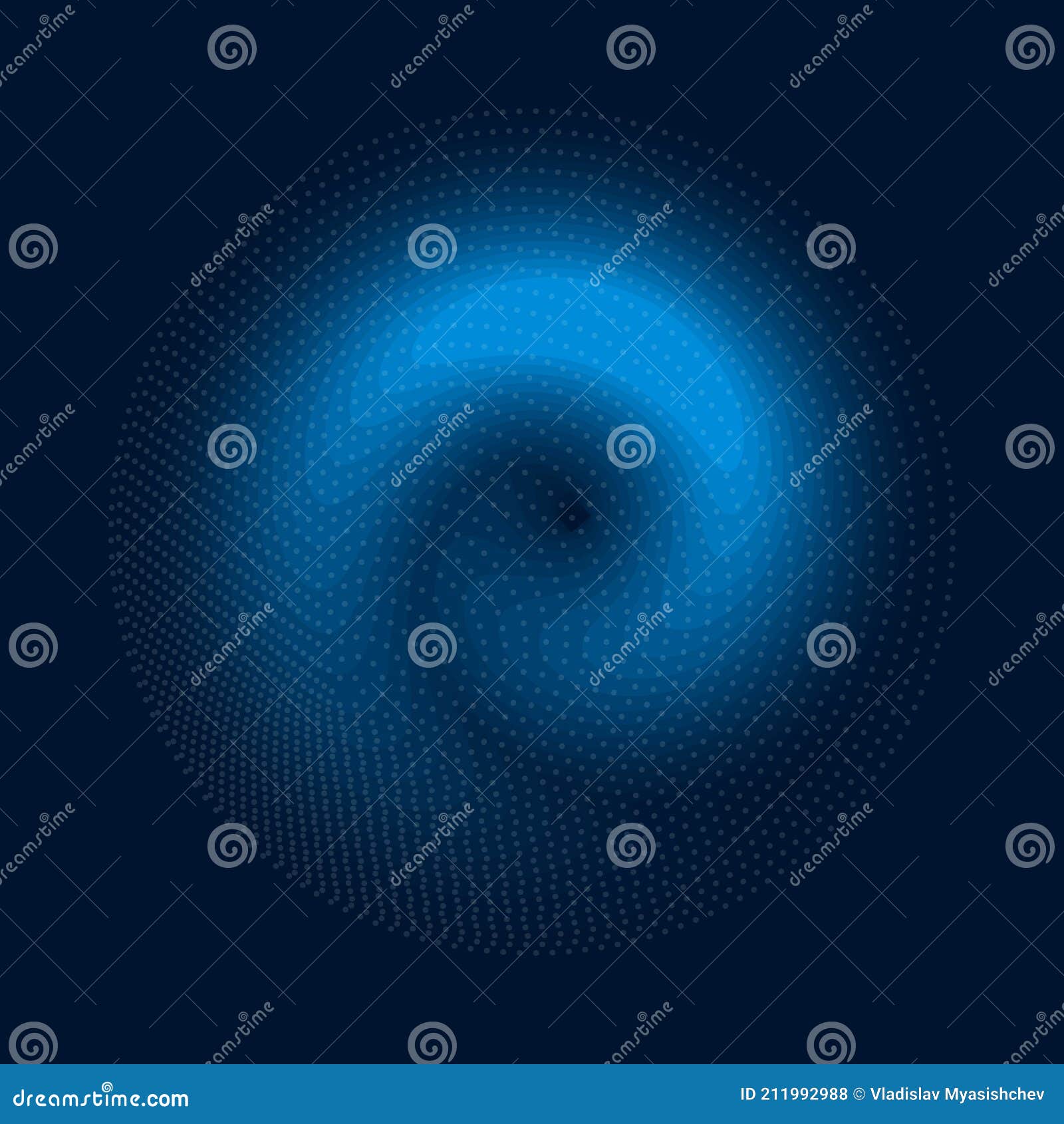 Abstract Blue Dots in Circle on Dark Background Stock Vector ...