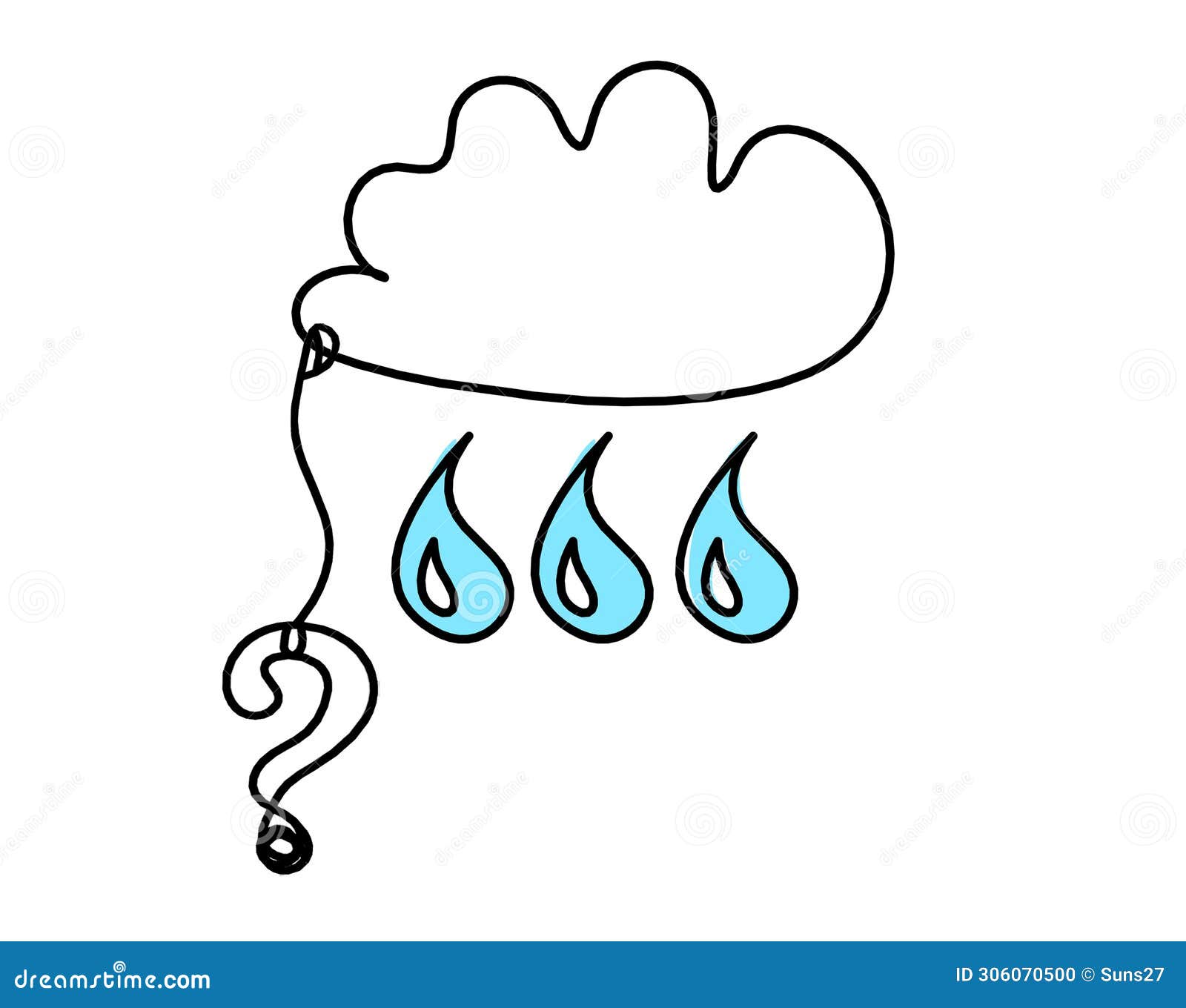 Abstract Blue Drop with Clouds and Question Mark As Line Drawing on ...