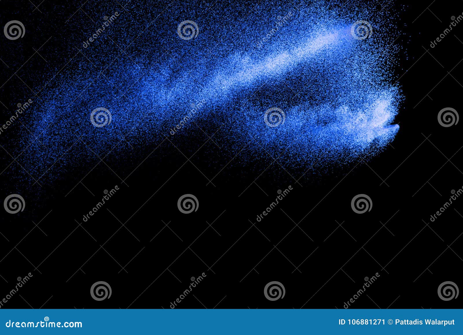 Abstract Blue Dust Explosion on Black Background. Stock Image - Image ...