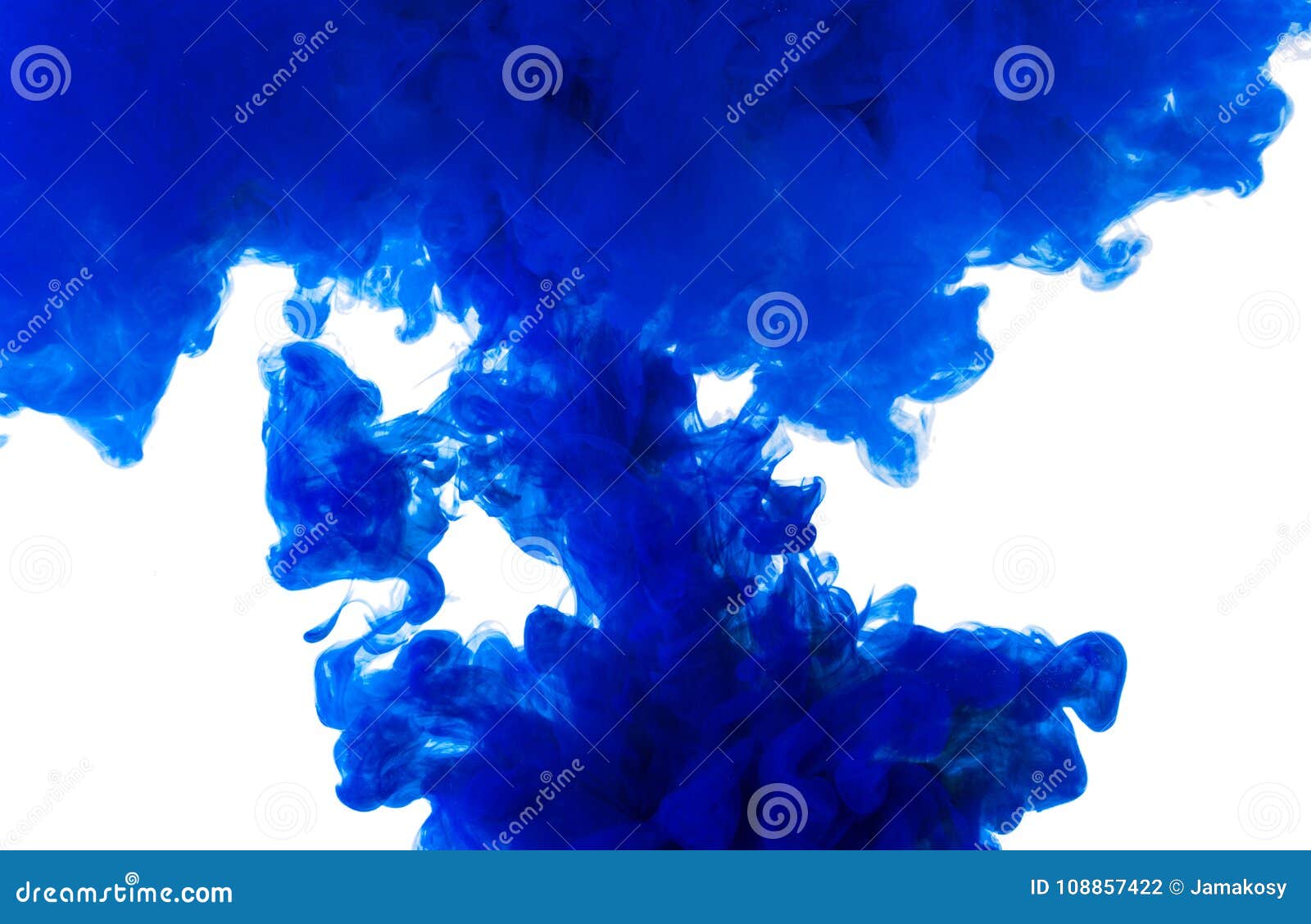 Abstract Blue Dye Ink in Water Art Isolated on White Background Stock ...