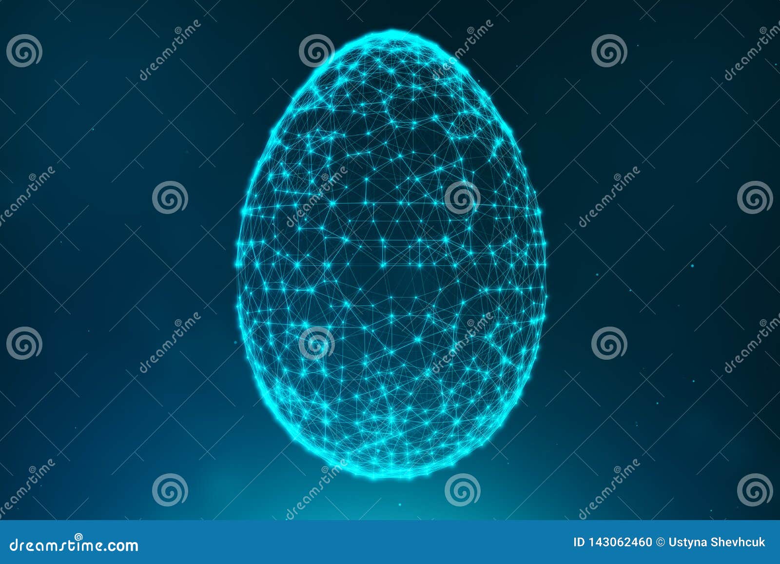 Abstract Blue Easter Eggs Consisting of Blue Lines and Glowing Neon ...