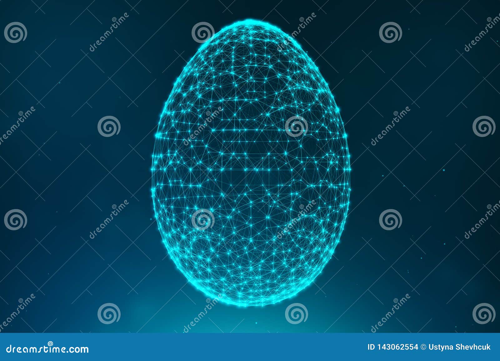 Abstract Blue Easter Eggs Consisting of Blue Lines and Glowing Neon ...