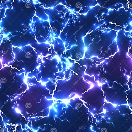 Abstract Blue Electric Lightning Seamless Pattern Stock Vector ...