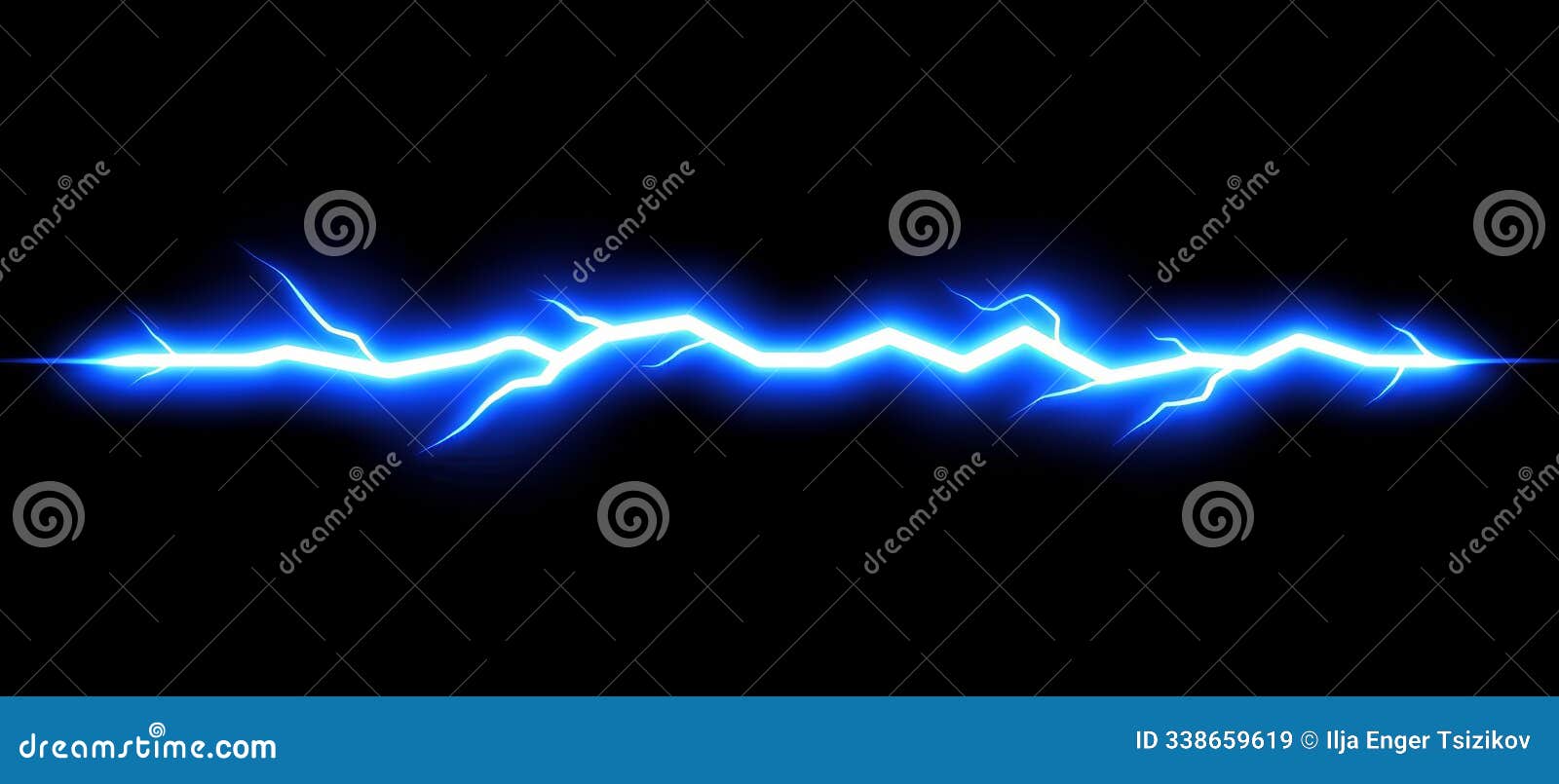 Abstract Blue Electrical Lightning Strike Effect on a Black Background ...