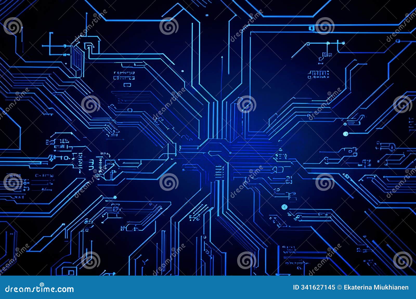 Abstract Blue Electronic Circuit Board with Lines, Advanced Web ...