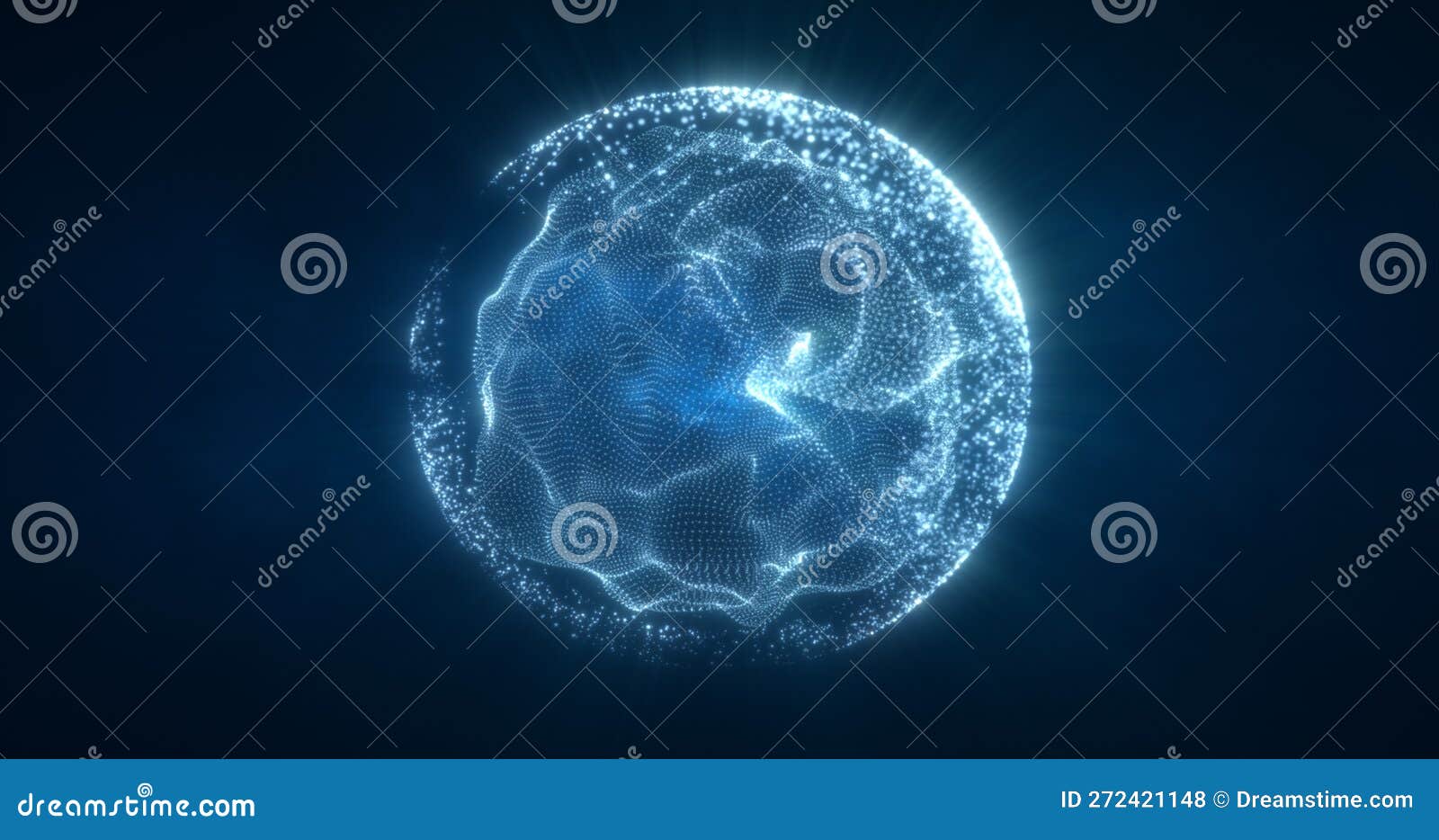 Abstract Blue Energy Sphere from Particles and Waves of Magical Glowing ...