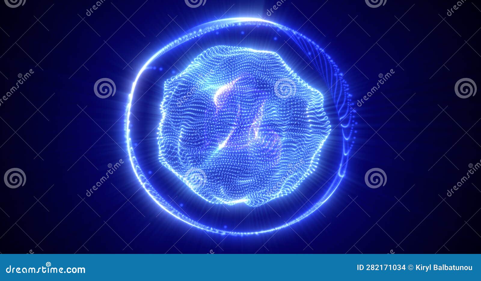 Abstract Blue Energy Sphere from Particles and Waves of Magical Glowing ...