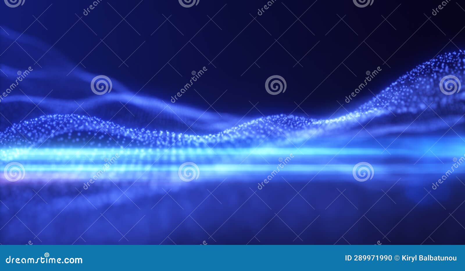 Abstract Blue Energy Waves from Particles of Futuristic Hi-tech Glowing ...