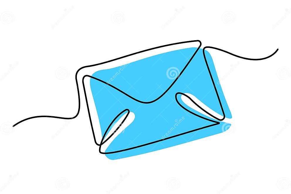 Abstract Blue Envelope Design with a Continuous Line Art Style ...