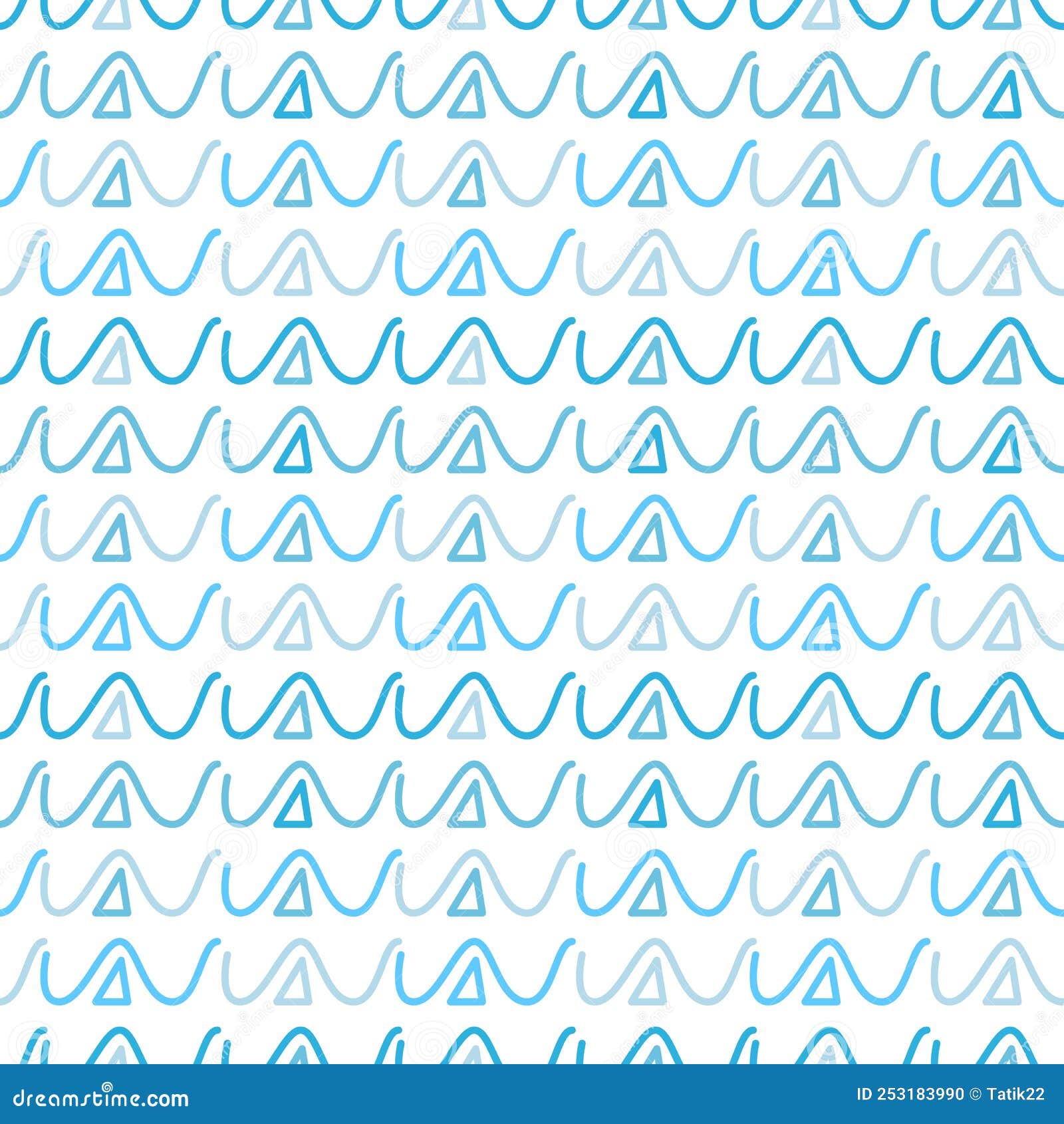 Abstract Blue Ethnic Pattern of Waves and Triangles Stock Vector ...