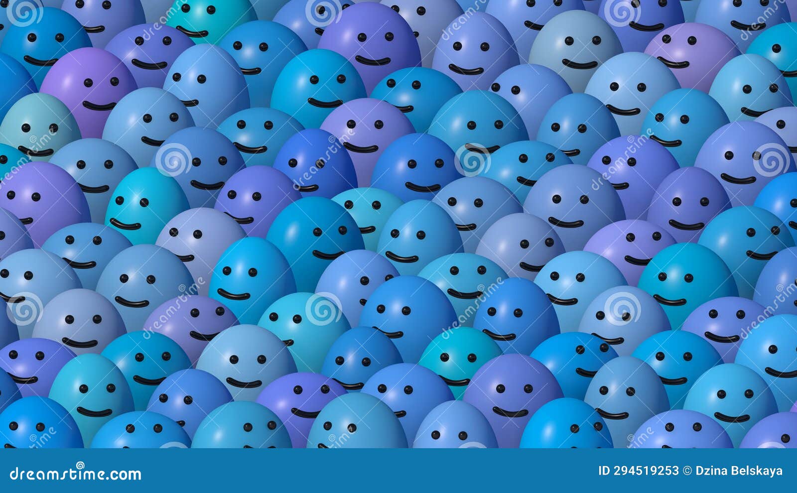 Abstract Blue Faces Smiling. Funny Characters Stock Illustration ...